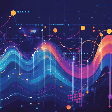 abstract digital art dynamic colorful waveforms data points stock