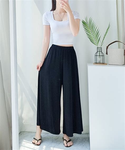 아비엘르 여름필수템빅사이즈 냉장고 쿨링 찰랑 밴딩 하이웨스트 와이드 팬츠 통바지 빅시