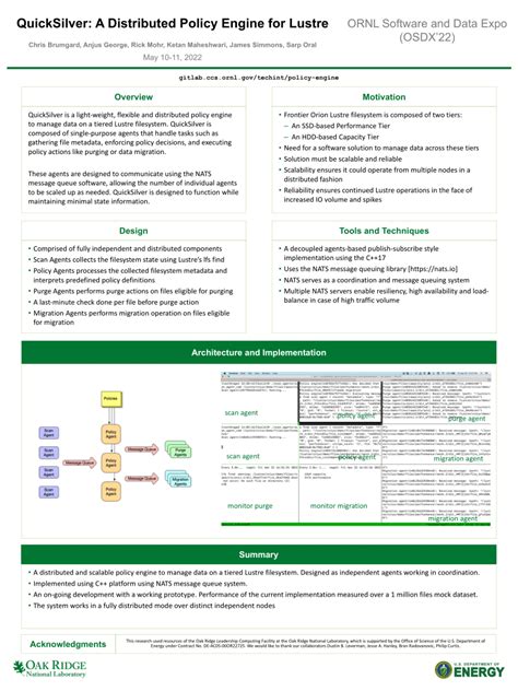 Pdf Quicksilver A Distributed Policy Engine For Lustre