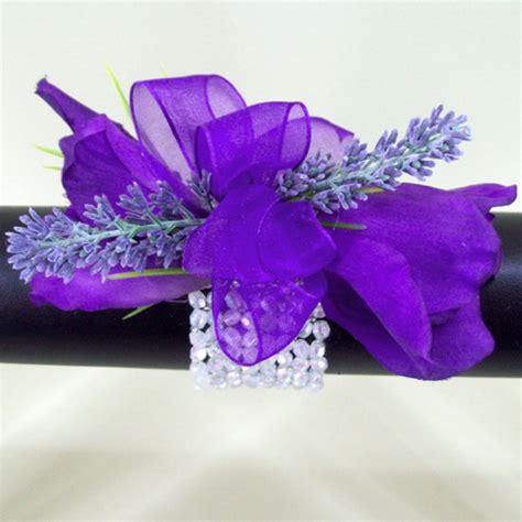 Wrist Corsage Purple Lisianthus And Lavender Wrist Corsages