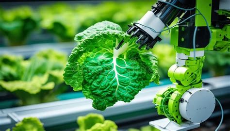 A Robotic Arm Gathers Lettuce In A Hydroponic Greenhouse Using Smart