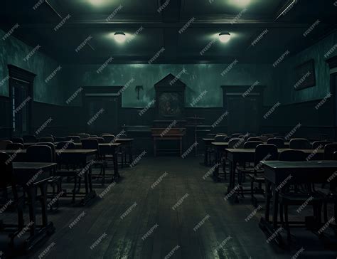 Horror Scene With Eerie Classroom Ai Generated Image