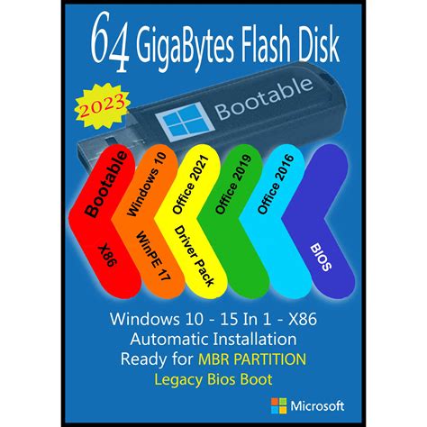 ⭐️ خرید اینترنتی سیستم عامل Windows 10 X86 2023 15 In 1 Legacy Bios Driver Pack Office 2016