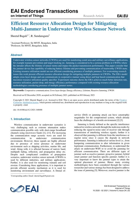 Pdf Efficient Resource Allocation Design For Mitigating Multi Jammer In Underwater Wireless