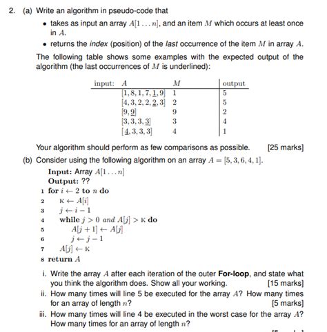 Solved 2 A Write An Algorithm In Pseudo Code That Takes
