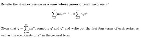 Solved Rewrite The Given Expression As A Sum Whose Generic