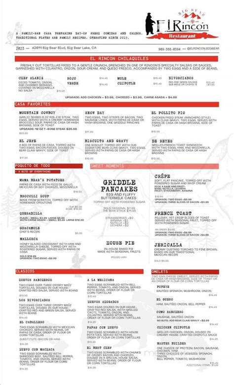 El Rincon Restaurant Menu In Big Bear Lake Ca Order Delivery And Reviews