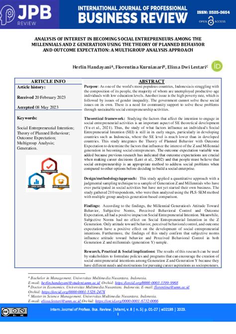 Pdf Analysis Of Interest In Becoming Social Entrepreneurs Among The Millennials And Z