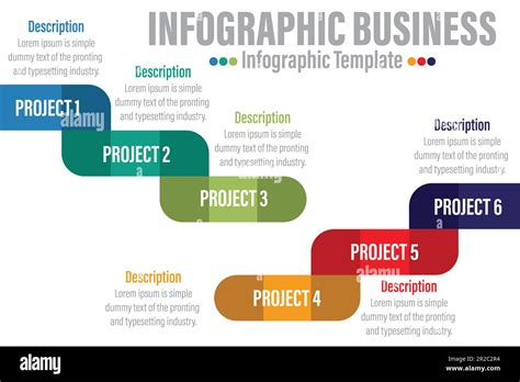 6 Step Infographic Design Template With Six Place For Your Data Vector Illustration Stock