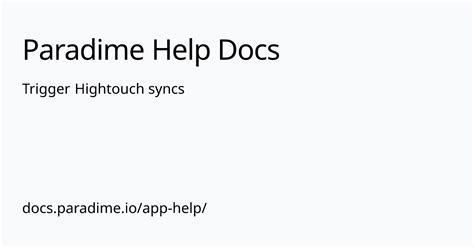 Hightouch Paradime Help Docs