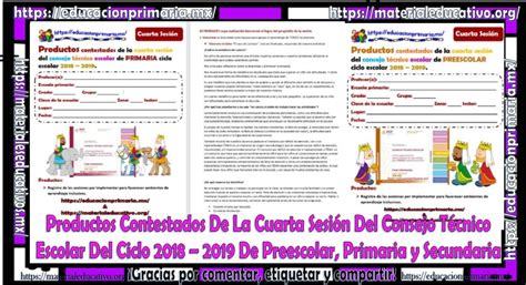 Productos Contestados Para La Cuarta Sesión Del Consejo Técnico Escolar 2018 2019 Del Mes De