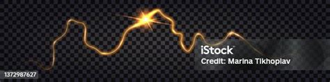 번개 천둥 볼트 방전 충격 효과 노란색 빛나는 균열 플래시 라이트 폭발 빛나는 전기 파업 충돌 투명 한 배경에 격리 된 벡터 그림 번개에 대한 스톡 벡터 아트 및 기타