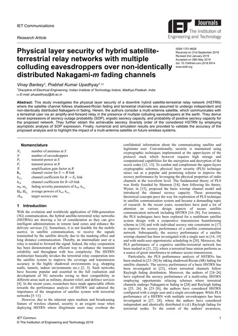 Pdf Physical Layer Security Of Hybrid Satellite Terrestrial Relay Networks With Multiple