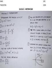 CALCULUS MIDTERM EXAM Pdf NAME DATE YEAR SECTION SCORE CALCULUS MIDTERM EXAM