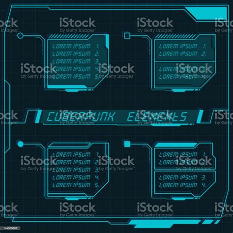 Scifi Futuristic Control Panel Collection Of Hud Elements Gui Vr Ui Design Cyberpunk Retro Style