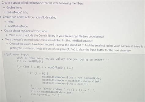 Solved Create A Struct Called Radiusnode That Has The