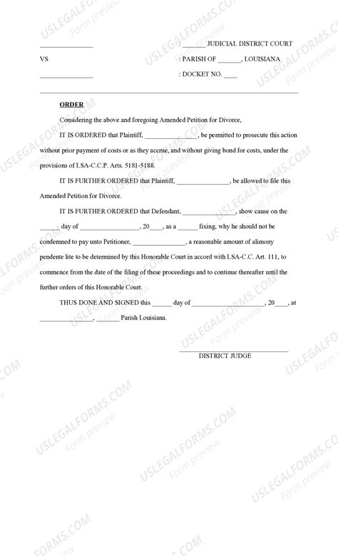 Amended Petition For Divorce Without Marriage Certificate Us Legal Forms
