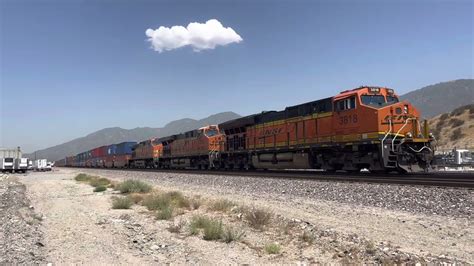BNSF Trains Meet At Verdemont WB Port Stack Vs EB Z Train Long