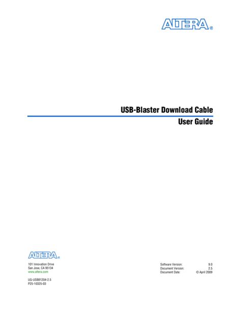 Usb Blaster Cable User Guide
