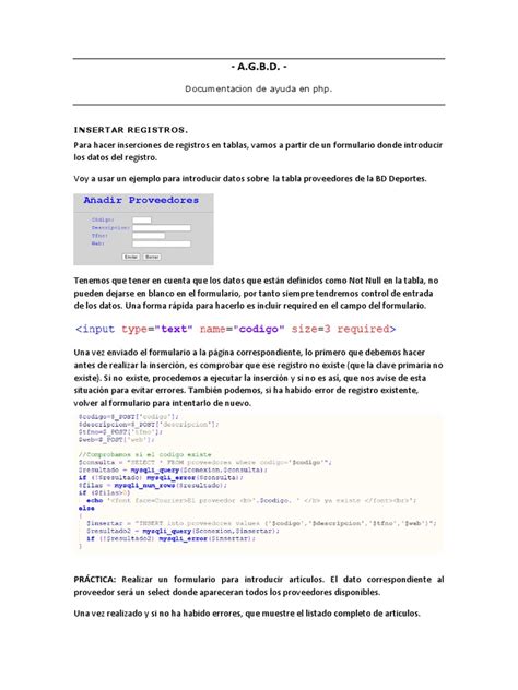 Insertar Registros Php Pdf