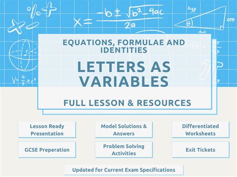 Letters As Variables Full Lesson With Differentiated Resources Teaching Resources