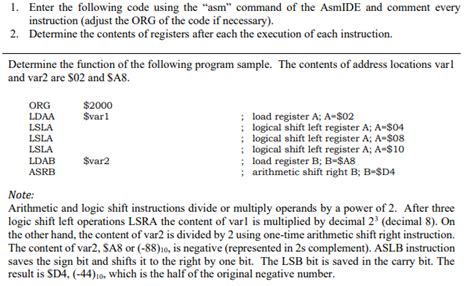 Solved Enter The Following Code Using The Asm Command Chegg