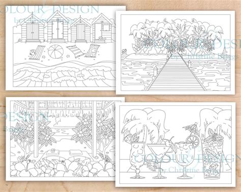 Beach Colouring Book Summer Adult Colouring Pages Pdf Digital