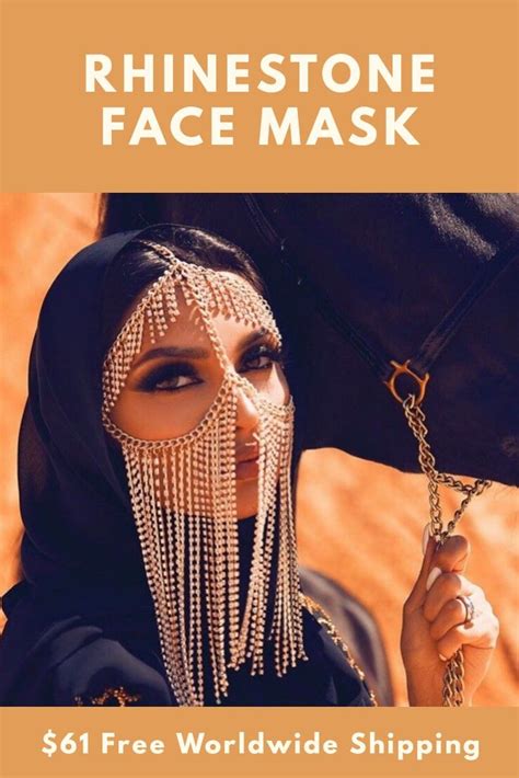 Rhinestone Face Mask Waterfall Gold Face Veil Face Chain Head Chain