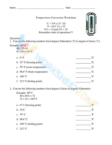 Free Collection Of Temperature Conversion Worksheets Worksheets Library