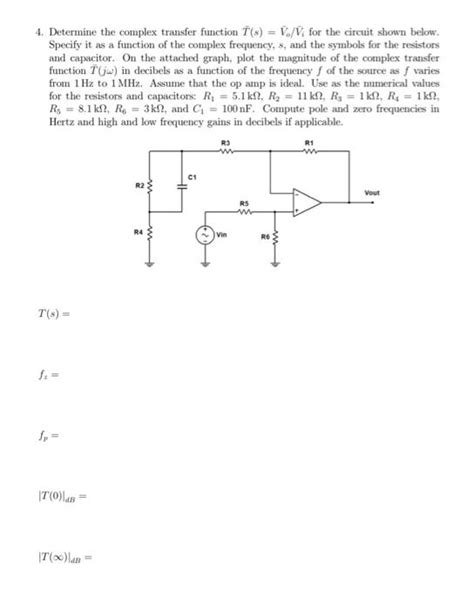 Solved 4 Determine The Complex Transfer Function T S V V