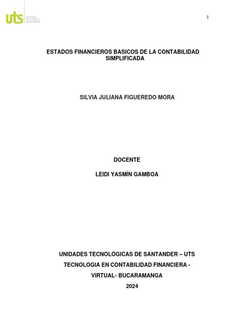 Taller De Estados Financieros Contabilidad Simplificada Pdf Bancos
