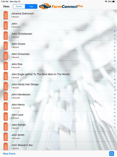 Viewing Forms In Tags View Formconnections