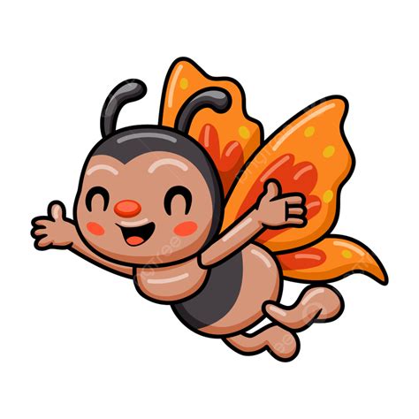 لطيف الكرتون فراشة صغيرة تحلق هوائي خلل برمجي دبور Png والمتجهات