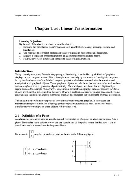 chapter 2 linear transformation school of mathematics and science 2