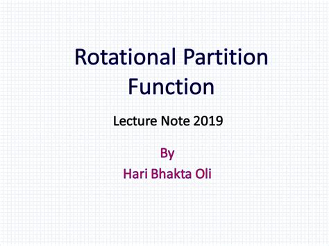 Rotational Partition Function Pdf