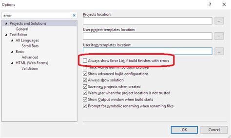 Visual Studio Can One Prevent Error List From Showing Stack Overflow