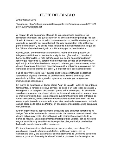El Pie Del Diablo Cuestionarios Pdf Chimenea Sherlock Holmes
