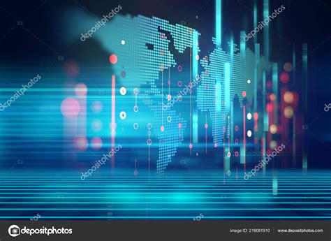 Futuristic Earth Map Technology Abstract Background Represent Global