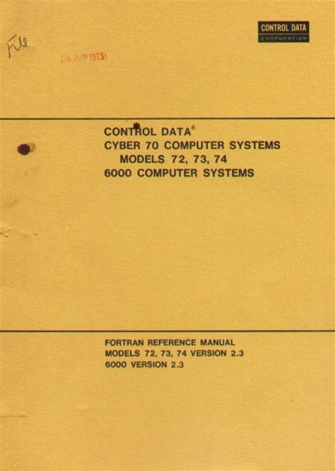 Fortran Run Version 2 Reference Manual Manual Computing History