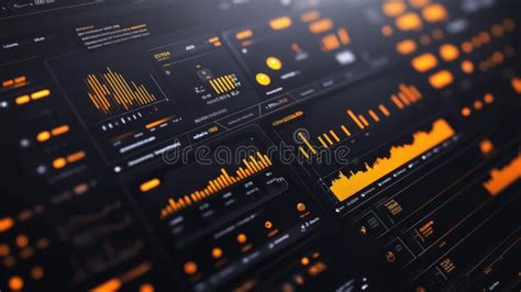 Abstract Orange And Black Digital Data Visualization Interface Stock Illustration Illustration