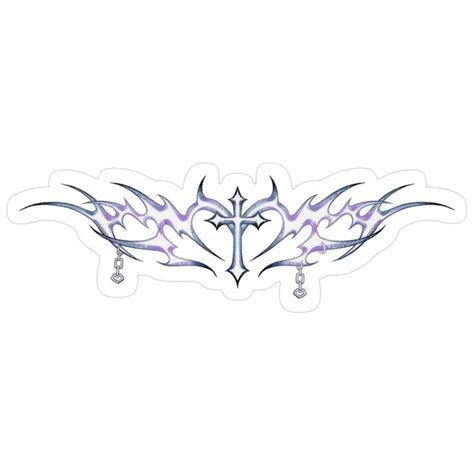 Y2k Cross And Chains Edgy Retro Aesthetic Sticker In 2025 Cross