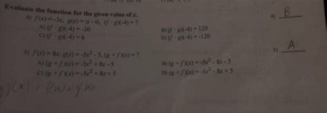 Solved Evaluate The Function For The Given Value Of X Fx