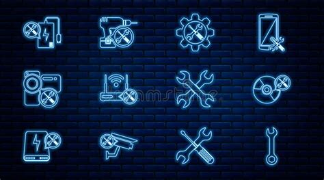 Set Line Wrench Cd Or Dvd Disk Service And Screwdriver In Gear