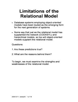 Fillable Online Www8 Cs Umu Limitations Of The Relational Model Database Systems Employing
