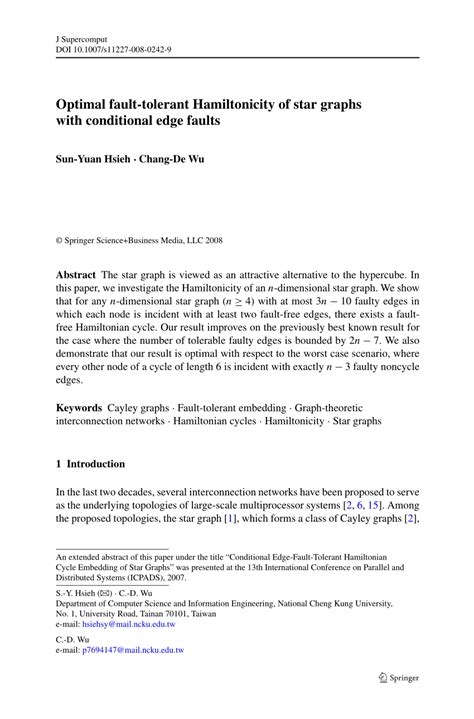 pdf optimal fault tolerant hamiltonicity of star graphs with