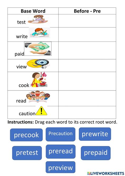 Prefix Pre Online Exercise For Live Worksheets