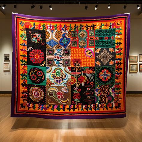 Vibrant Patchwork Quilt With Diverse Patterns And Colors Displayed In