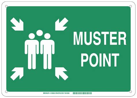 Brady Fiberglass Fire Emergency Disaster Sign Muster Point Pictogram