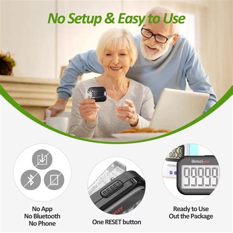 Beroziyesi 3d Pedometer For Walking Simple Step Counter For Walking With Removable Clip And