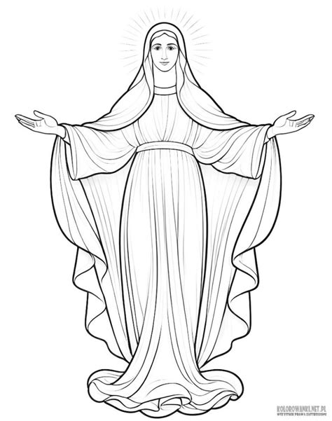 Maryja Kolorowanka Religijna Z Figurką Do Druku